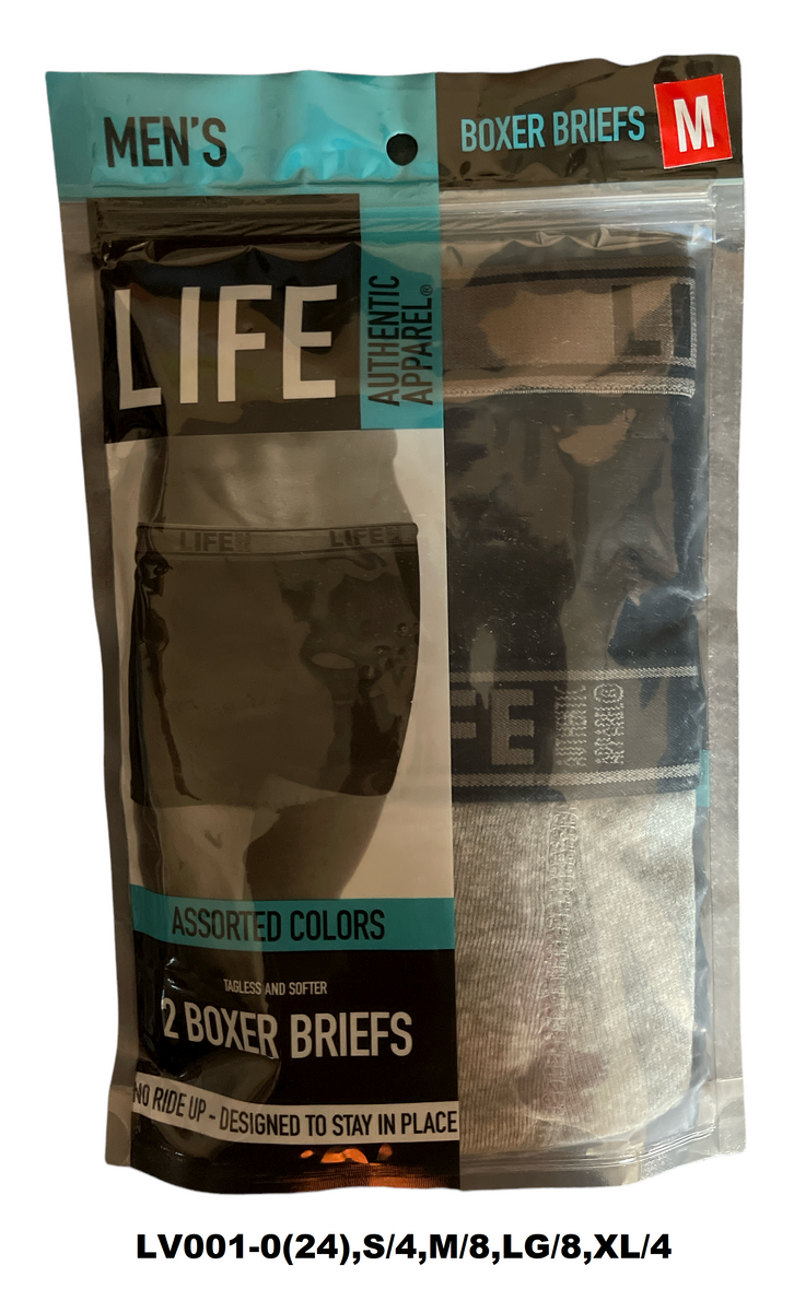 LIFE 2 PACK 1ST Q MEN BOXER BRIEFS,ASST SIZES $3.00 A PACK – Golden Touch